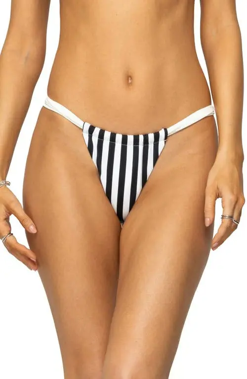 EDIKTED Striped Bikini Bottoms - Black-and-white