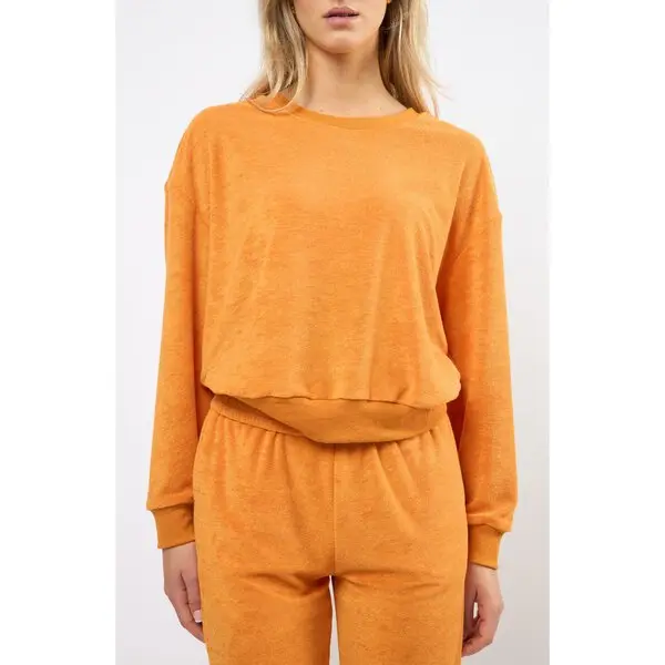 VIENS AVEC MOI Terry Cloth Crewneck Sweatshirt