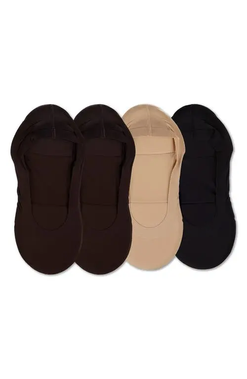 MEMOI Assorted 4-pack Cushioned Liner Socks - Browntan