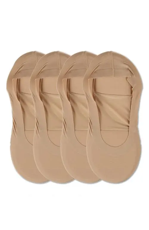 MEMOI Assorted 4-pack Cushioned Liner Socks - Nude