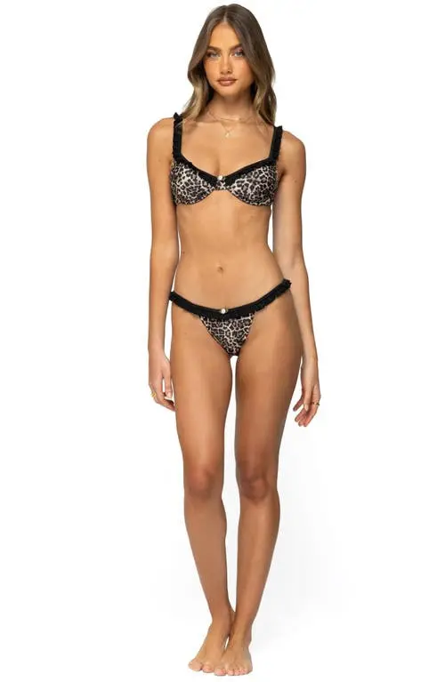 EDIKTED Leopard Print Bikini Bottom