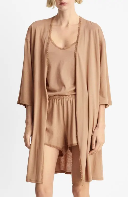 Mango Cotton Blend Robe - Medium Brown
