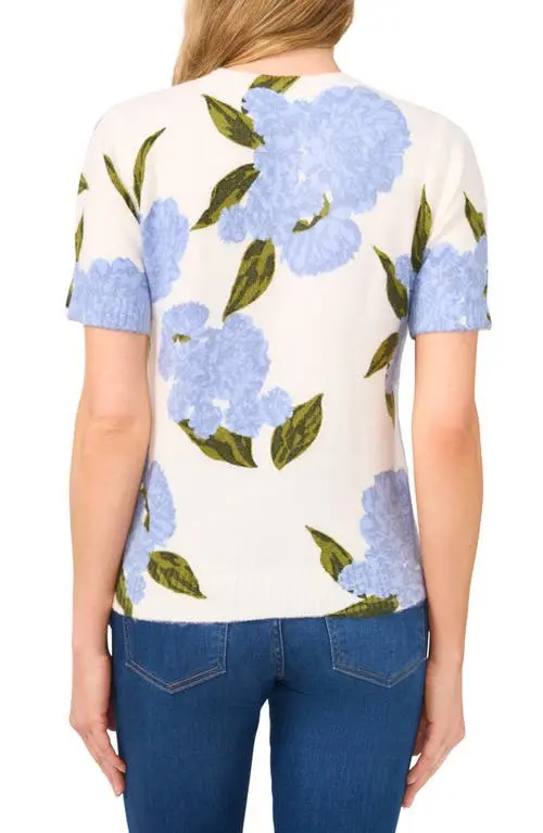 CECE DUPRAZ Hydrangea Print Short Sleeve Sweater