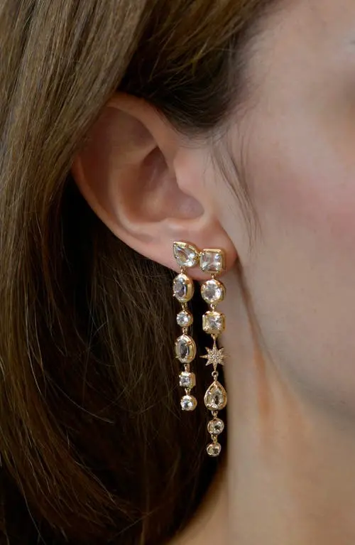 Anzie Melia Grace Diamond And Topaz Double Piercing Drop Earrings