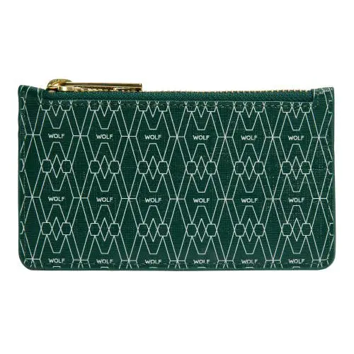 Wolf Signature Zip Card Case - Green