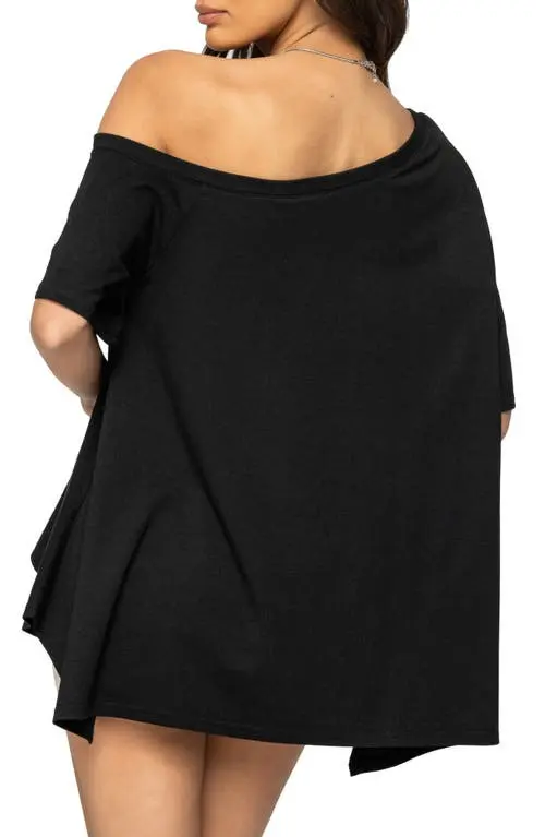 EDIKTED One-shoulder Handkerchief Hem Knit Top - Black