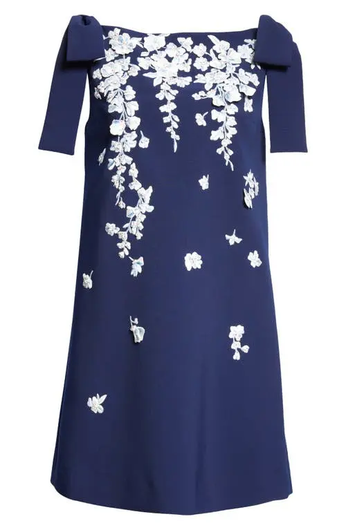 Carolina Herrera Floral Embroidered Stretch Crepe Mini Dress