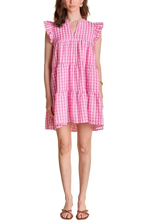 English Factory Gingham Check Tiered Minidress - Pink