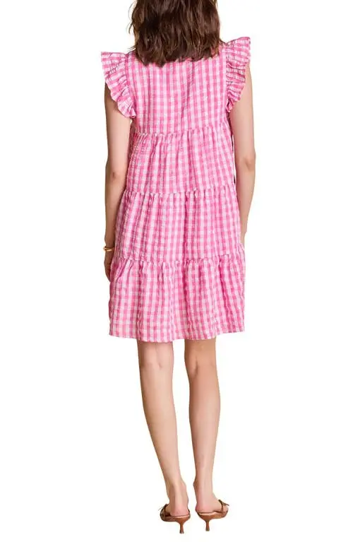 English Factory Gingham Check Tiered Minidress - Pink