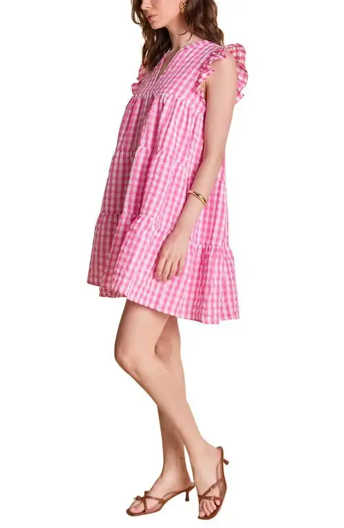 English Factory Gingham Check Tiered Minidress - Pink