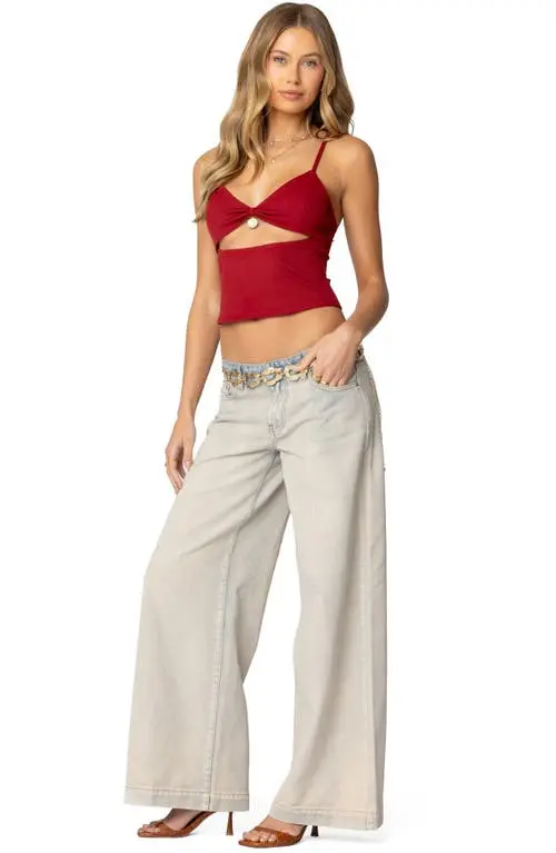 EDIKTED Rhiannon Low Rise Wide Leg Jeans - Light-denim