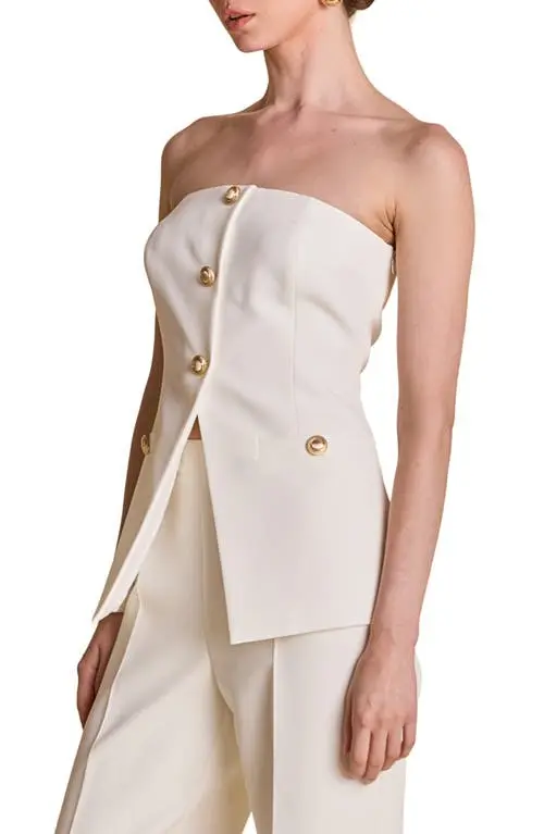 Endless Rose Strapless Top With Button Detail - Ivory