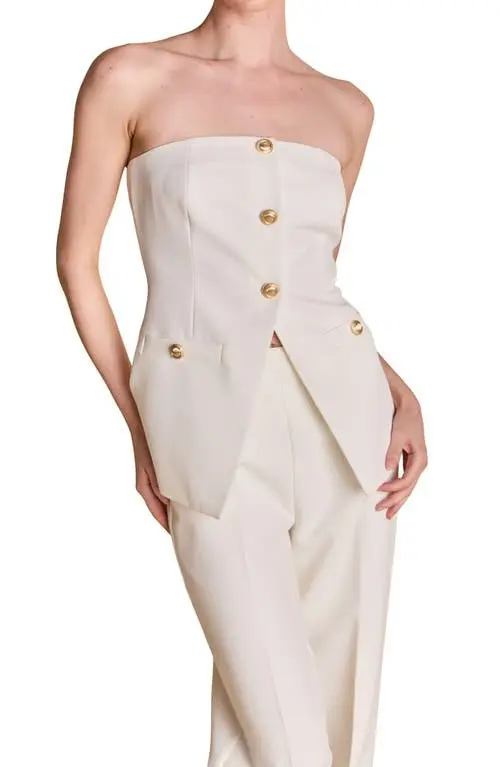 Endless Rose Strapless Top With Button Detail - Ivory