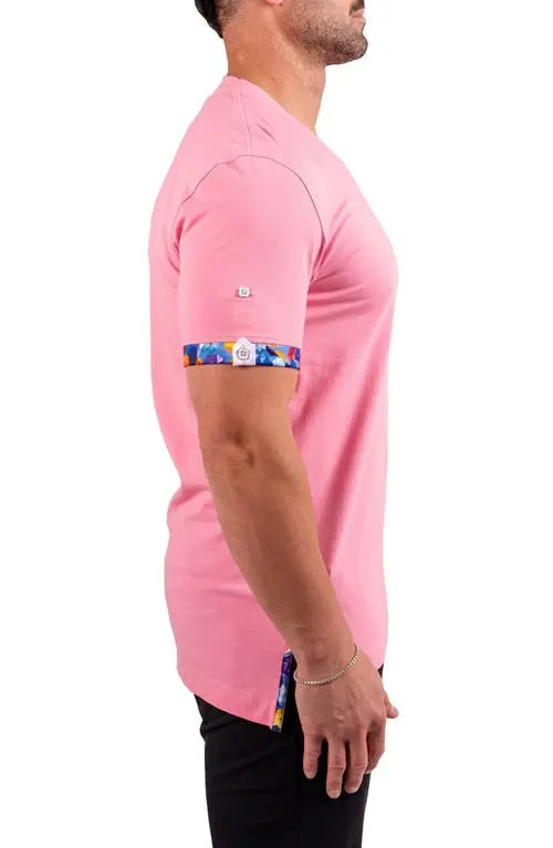 MACEOO Vivaldi Light V-neck Cotton T-shirt - Pink