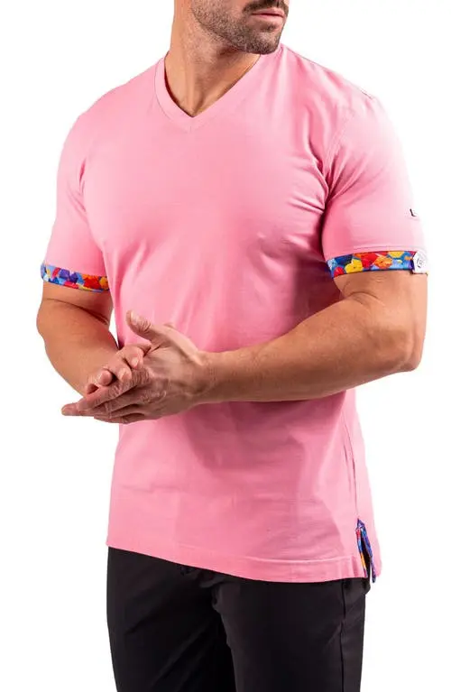 MACEOO Vivaldi Light V-neck Cotton T-shirt - Pink