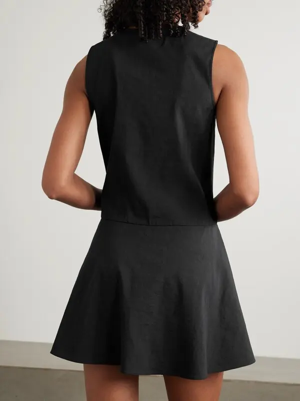 Linen-blend Mini Dress - Black