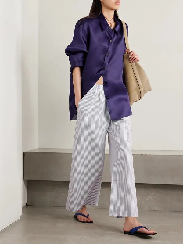 LESET Yoshi Pinstriped Wide-leg Pants