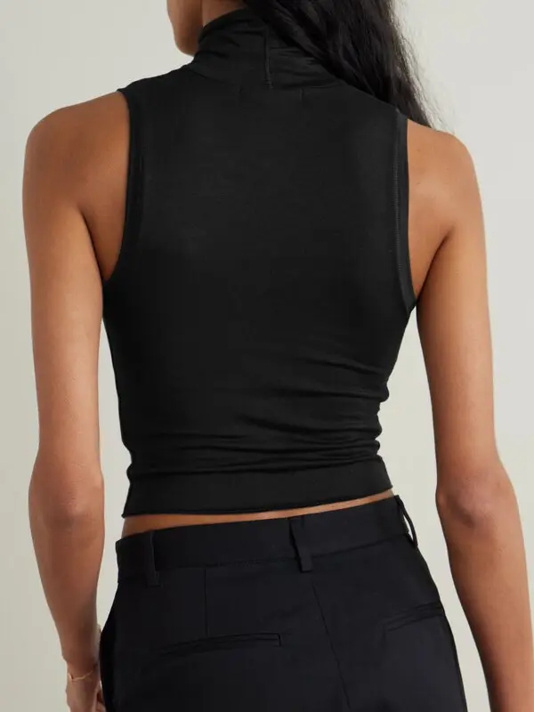 Eterne Harlow Stretch-modal Jersey Turtleneck Tank - Black