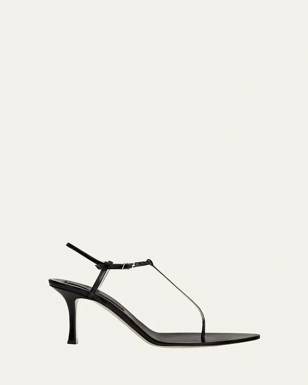 CHRISTEN Mono Leather T-strap Stiletto Sandals
