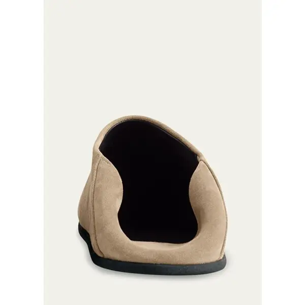 CHRISTEN Suede Slipper Mules - Beige