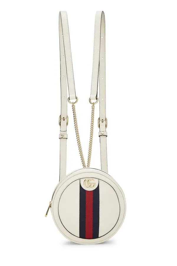 Gucci Leather Ophidia Round Backpack - White