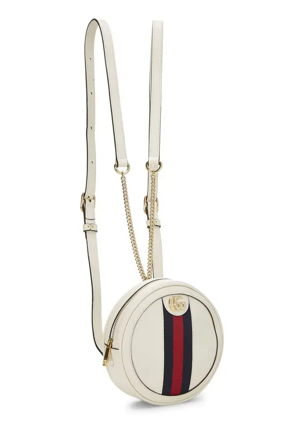 Gucci Leather Ophidia Round Backpack - White