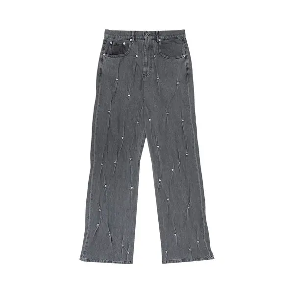 KUSIKOHC Multi Rivet Denim Pants - Grey