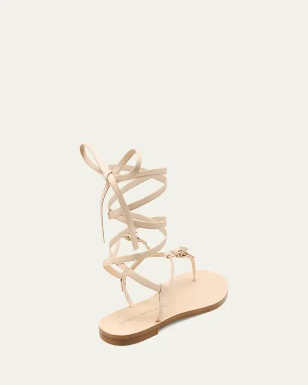 STUART WEITZMAN Georgie Ankle-wrap Leather Flat Sandals - Barely Beige