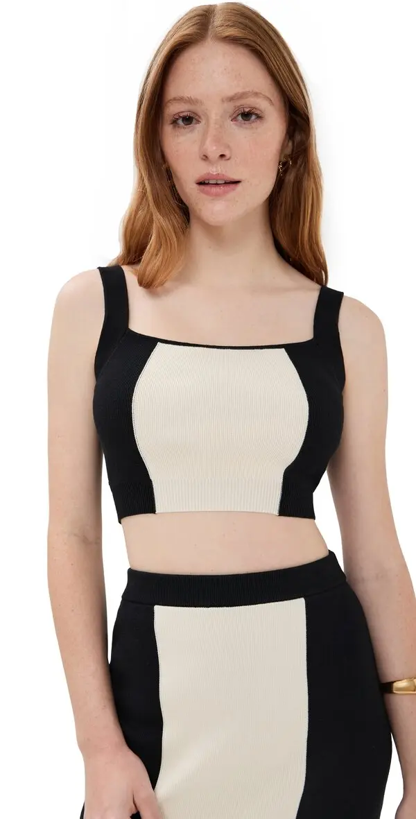LE BOP Colorblocked Knit Tank - Black & White