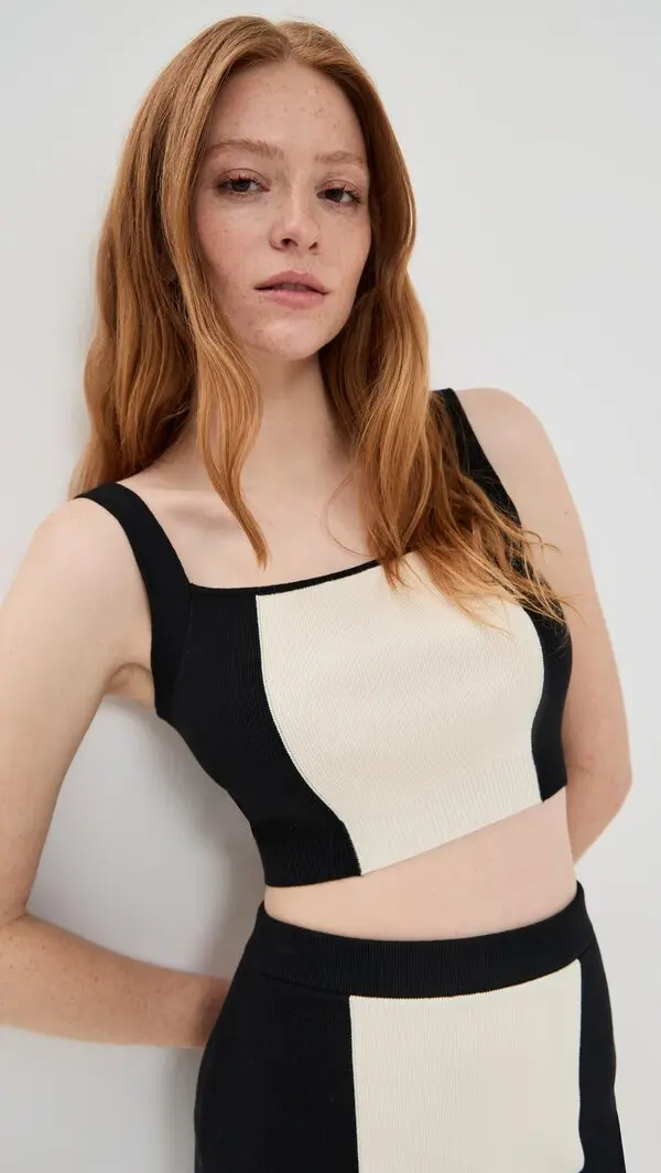 LE BOP Colorblocked Knit Tank - Black & White
