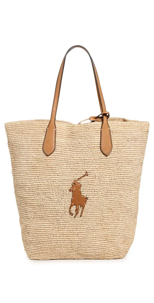 Polo Ralph Lauren Large Raffia Tote - Natural/cuoio