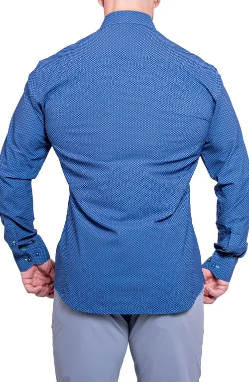 MACEOO Fibonacci Resistance Contemporary Fit Button-up Shirt - Blue