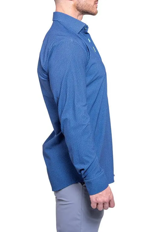 MACEOO Fibonacci Resistance Contemporary Fit Button-up Shirt - Blue