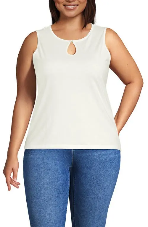 LANDS' END Keyhole Supima Tank - Ivory