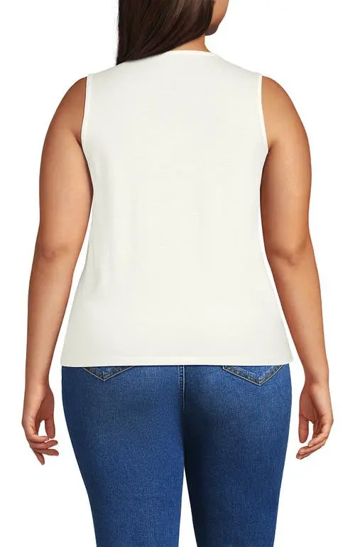 LANDS' END Keyhole Supima Tank - Ivory