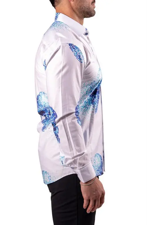 MACEOO Fibonacci Resistance Contemporary Fit Button-up Shirt - White