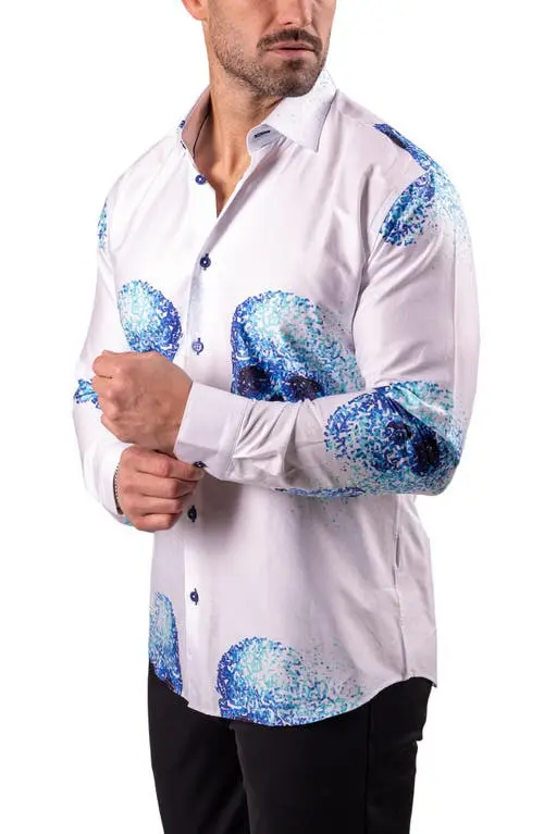 MACEOO Fibonacci Resistance Contemporary Fit Button-up Shirt - White