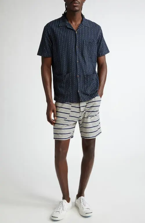 Double Rl Indigo Stripe Jersey Shorts