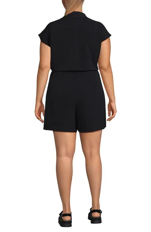 LANDS' END Cap Sleeve Creaseless Romper - Black