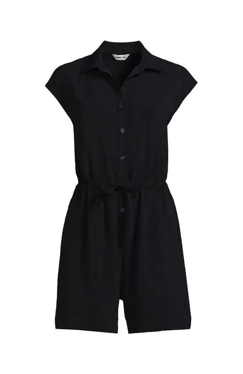 LANDS' END Cap Sleeve Creaseless Romper - Black