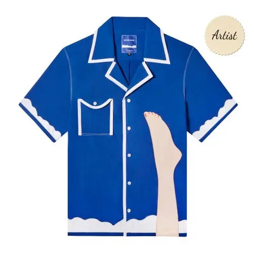 TOMBOLO Tom Wesselmann Seascape #2 Camp Collar Shirt - Blue