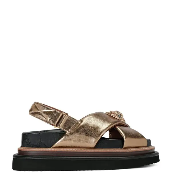 Kurt Geiger Leather Orson Crossover Sandals - Brown