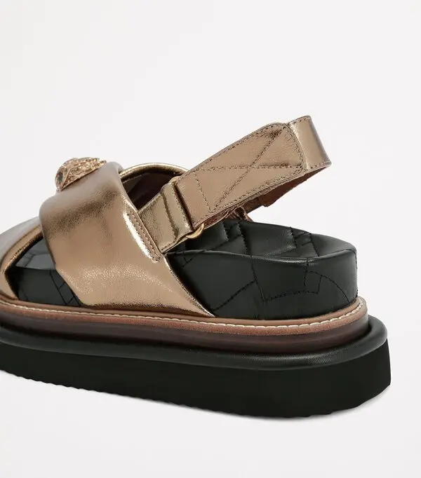 Kurt Geiger Leather Orson Crossover Sandals - Brown