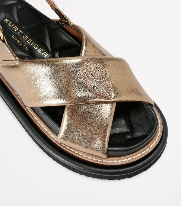 Kurt Geiger Leather Orson Crossover Sandals - Brown