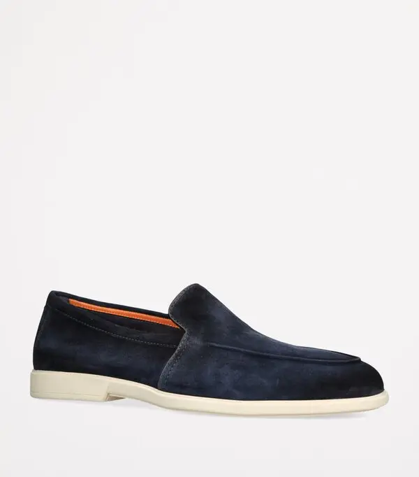 Santoni Suede Malibu Loafers - Navy