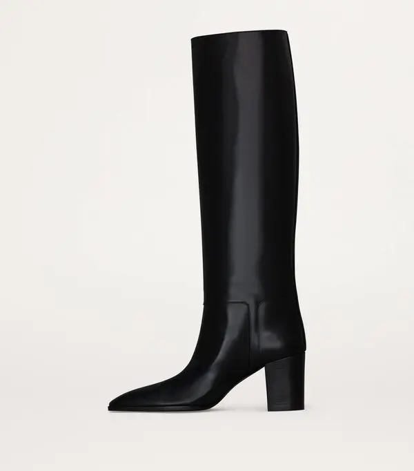 Saint Laurent Leather Knee-high Boots 75 - Black