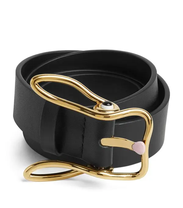 Bottega Veneta Leather Belt With Bunny Buckle - Black