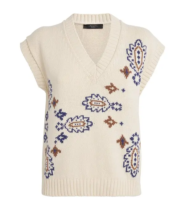 Max Mara Cotton-blend Jacquard Sweater Vest - White
