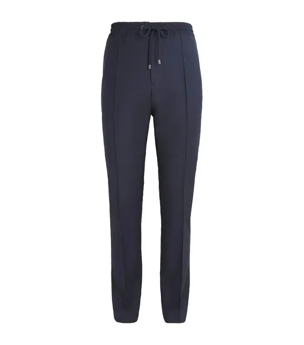Pal Zileri Stretch-wool Drawstring Trousers - Navy