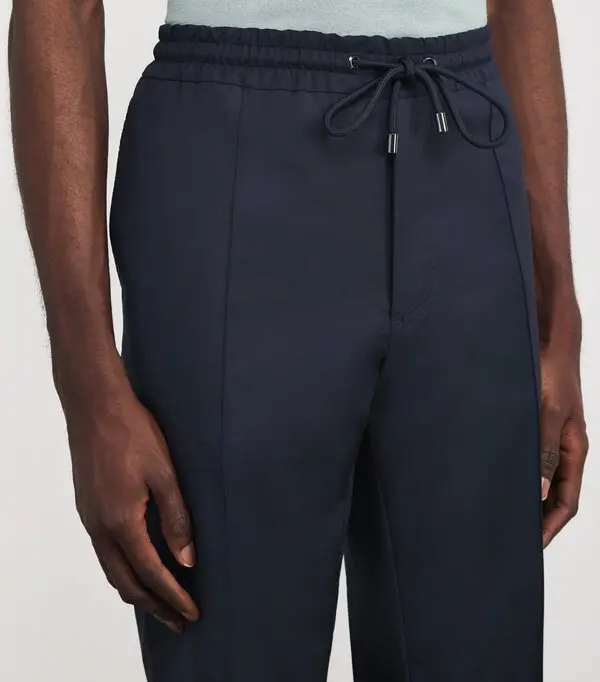Pal Zileri Stretch-wool Drawstring Trousers - Navy